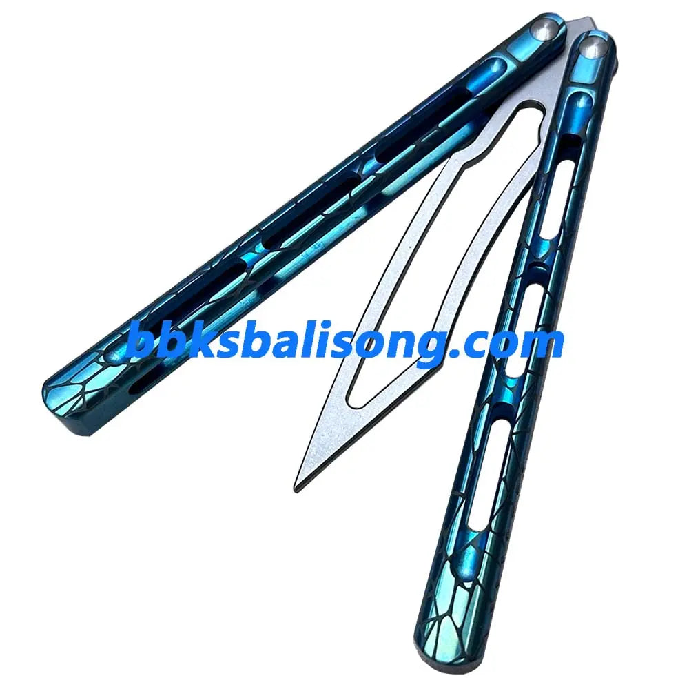 Theone Viper Balisong Clone Titanium Handle Damascus Blade - – BBKSbalisong