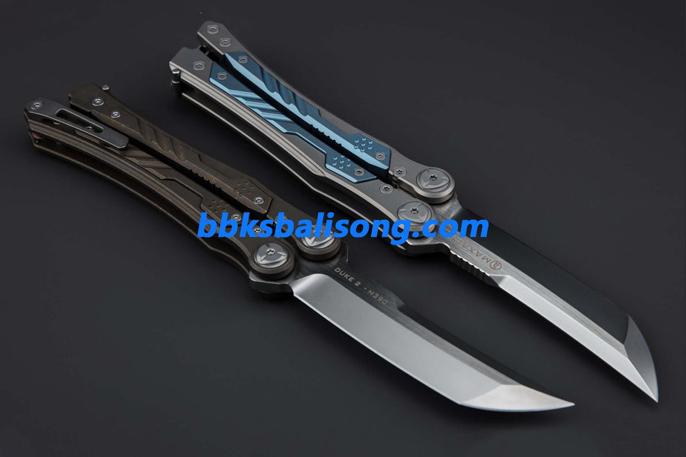 Maxace Duke II Balisong Titanium Handle M390 Blade Bearing System ...