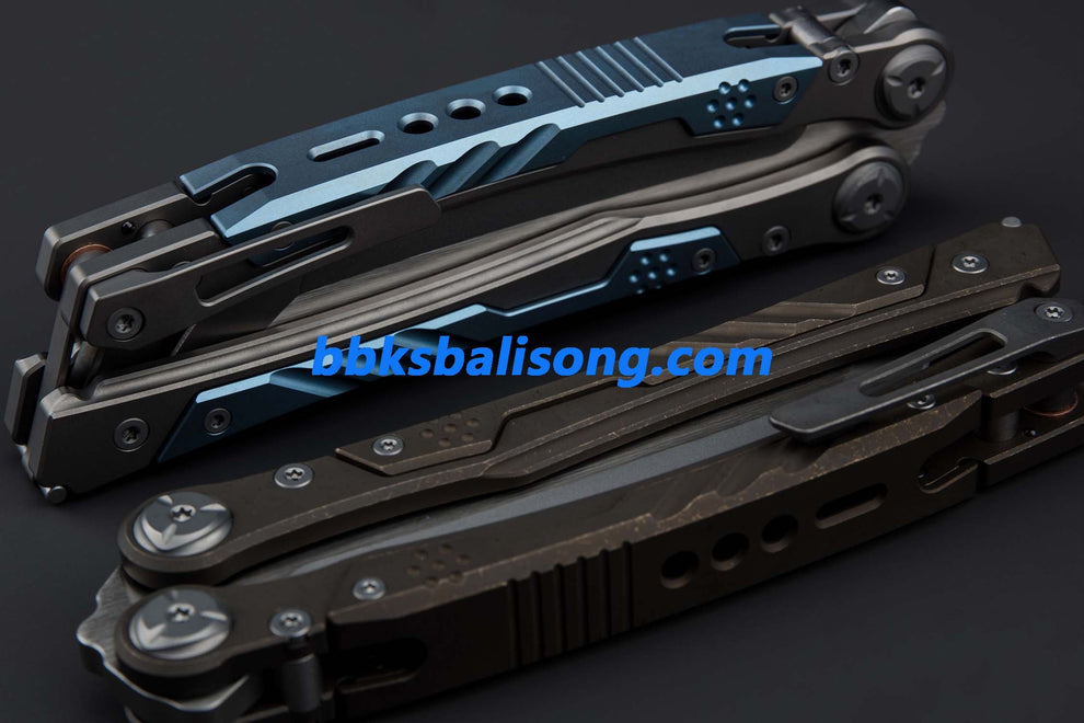Maxace Duke II Balisong Titanium Handle M390 Blade Bearing System ...