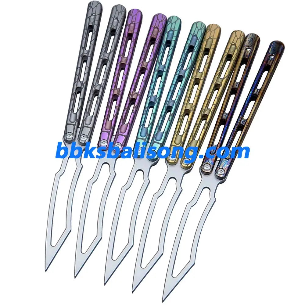 Theone Viper Balisong Clone Titanium Handle Damascus Blade - – BBKSbalisong
