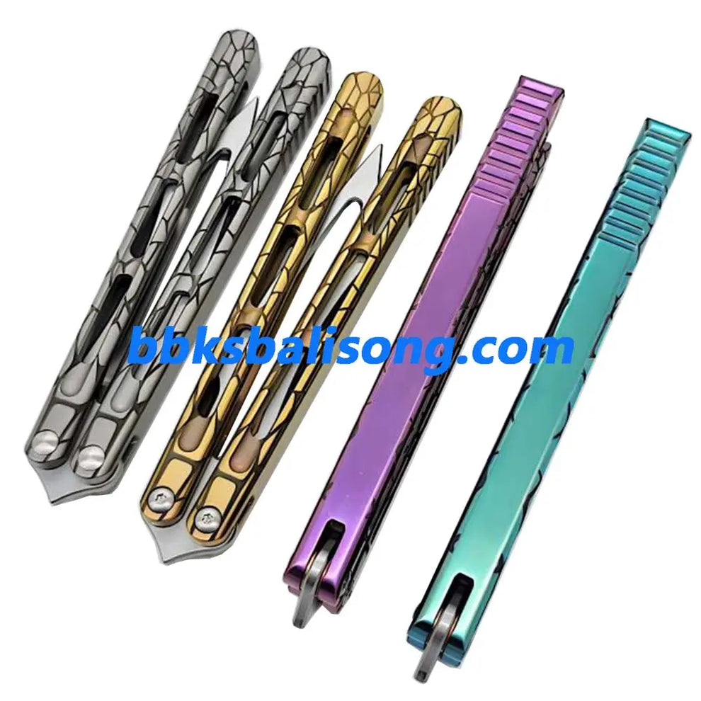 Theone Viper Balisong Clone Titanium Handle Damascus Blade - – BBKSbalisong